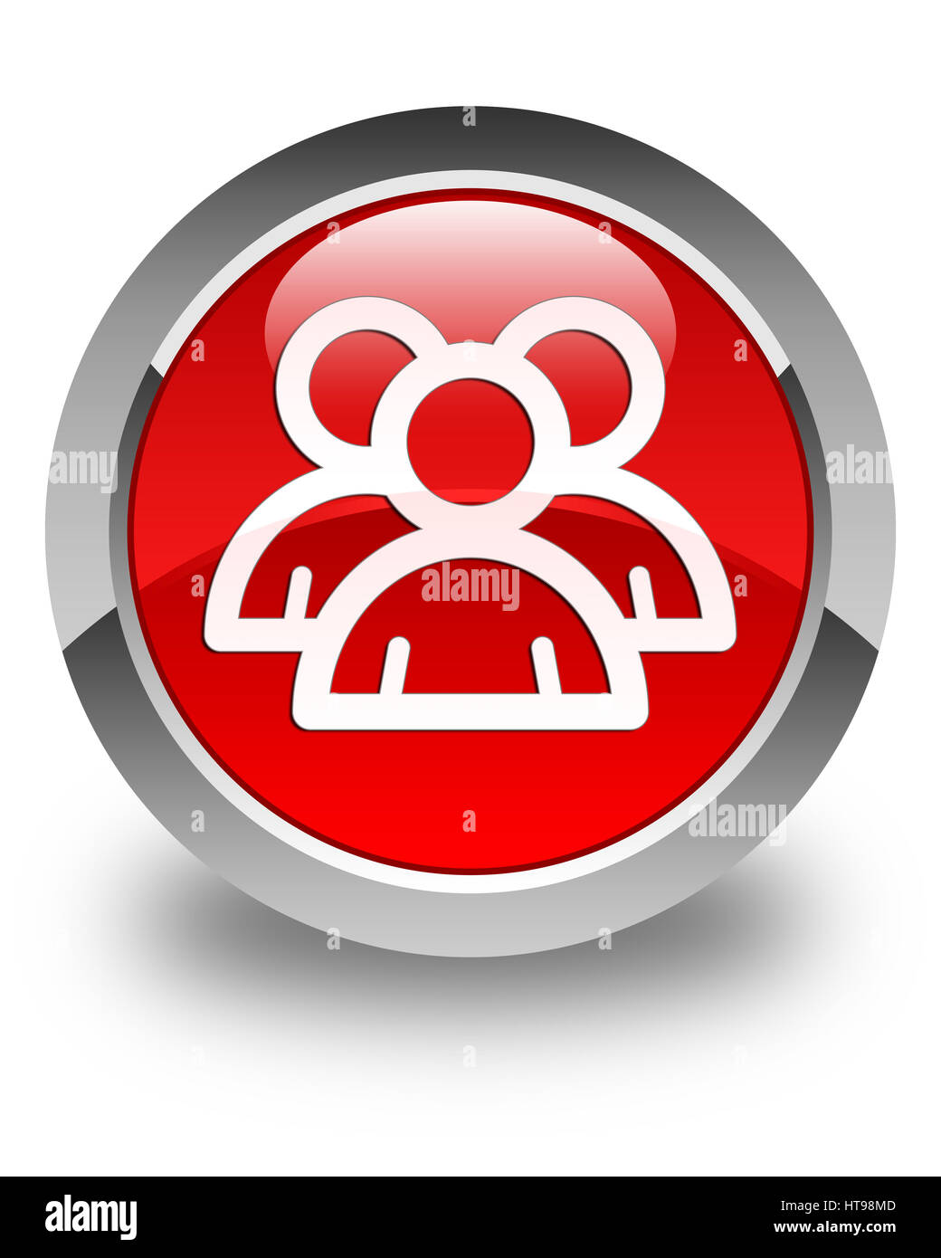 Group icon isolated on glossy red round button abstract illustration ...