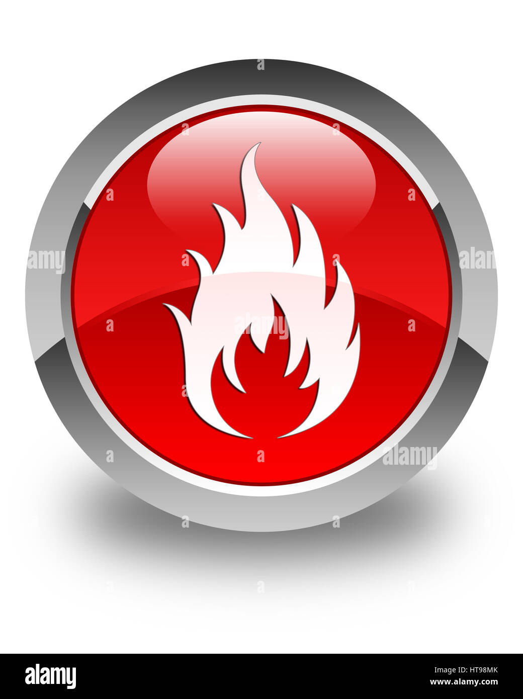 Fire icon isolated on glossy red round button abstract illustration ...