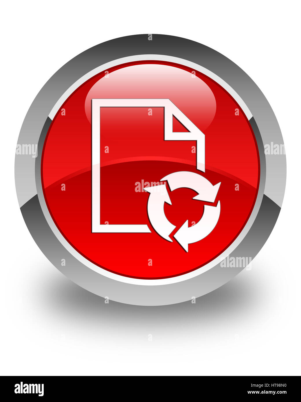 Document process icon isolated on glossy red round button abstract ...