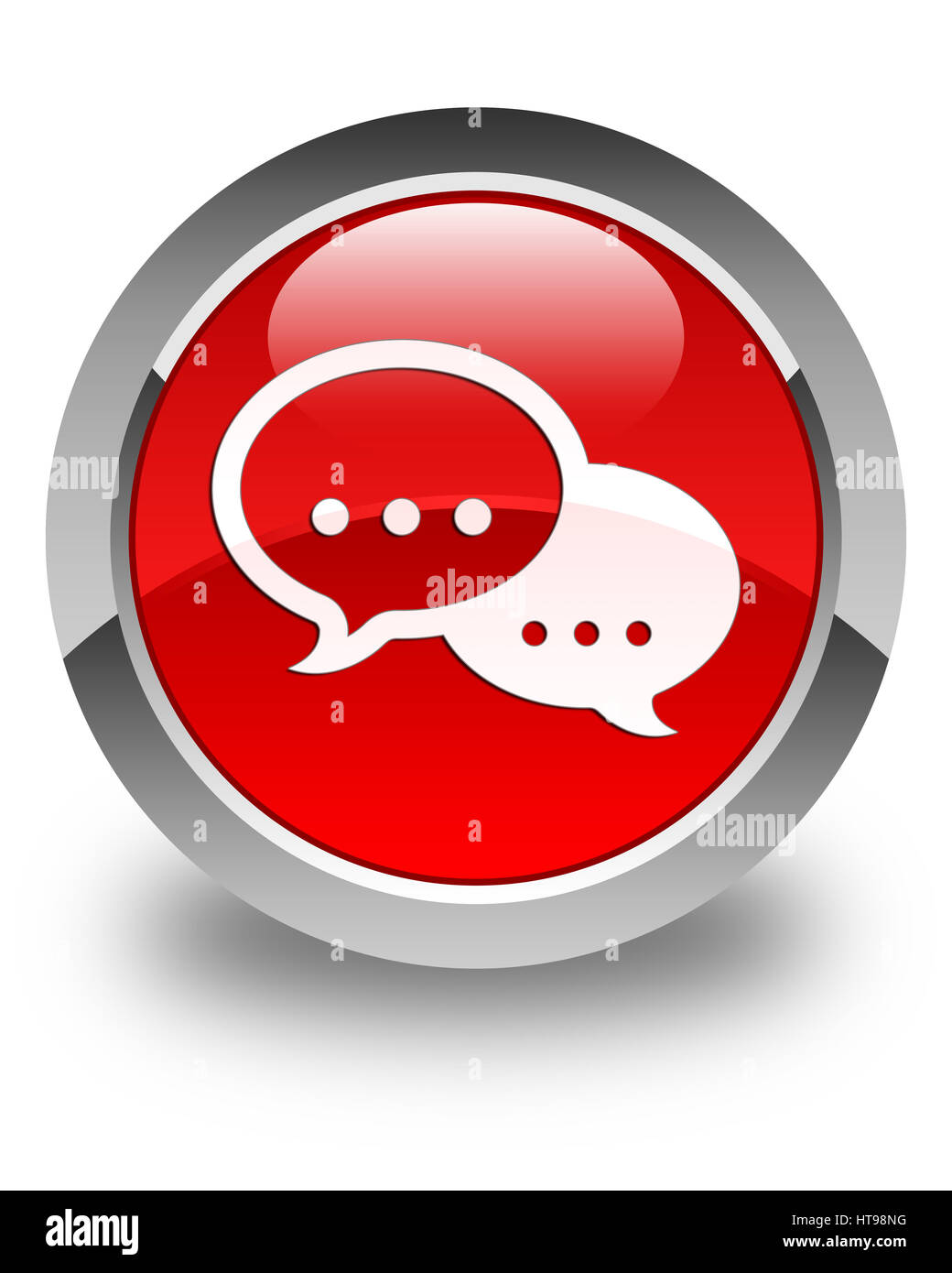 Talk bubble icon isolated on glossy red round button abstract ...