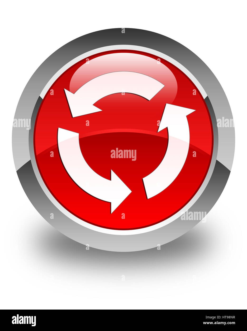 Refresh icon isolated on glossy red round button abstract illustration ...