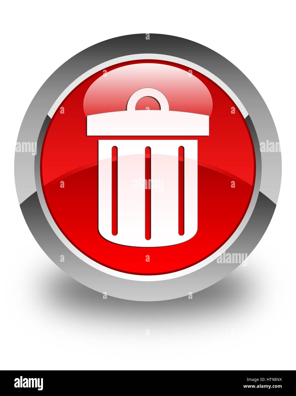 Recycle bin icon isolated on glossy red round button abstract ...