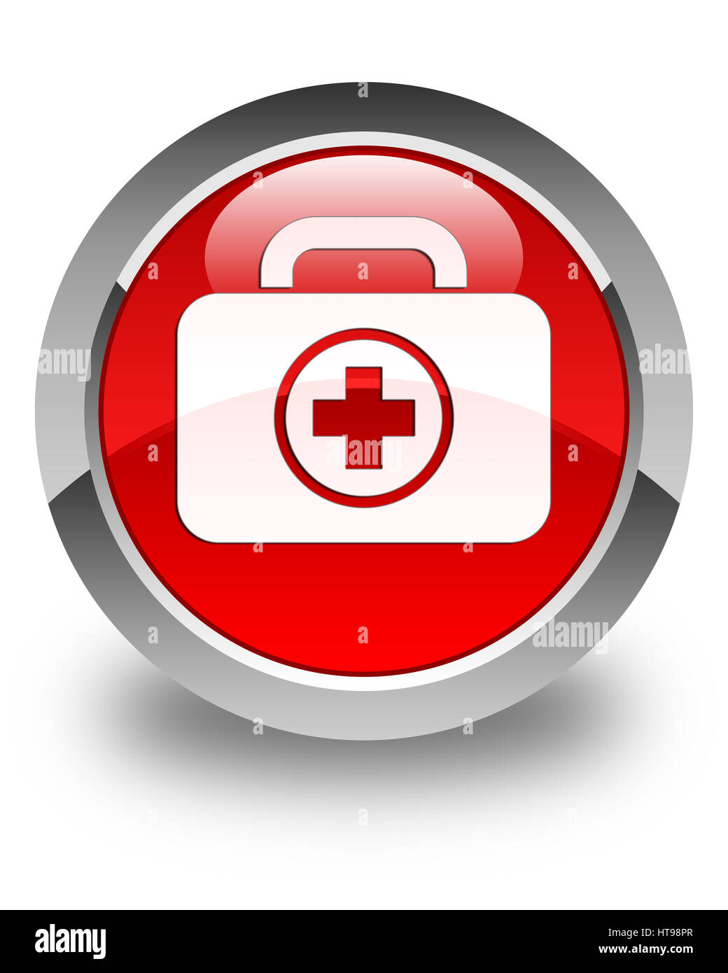First aid kit icon isolated on glossy red round button abstract ...