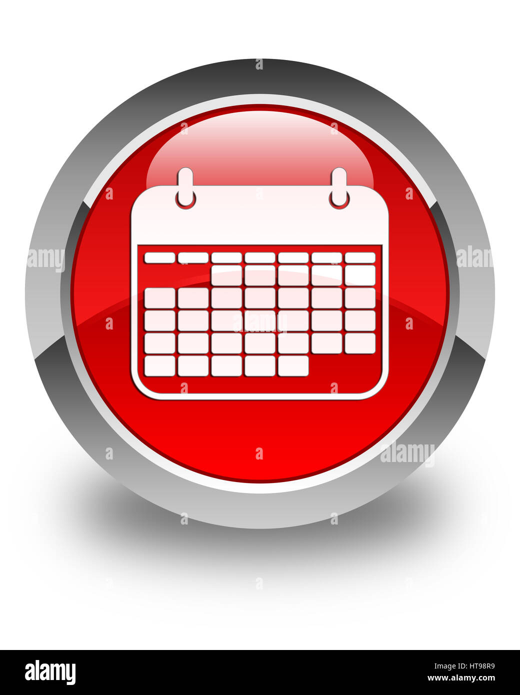 Calendar icon isolated on glossy red round button abstract illustration ...