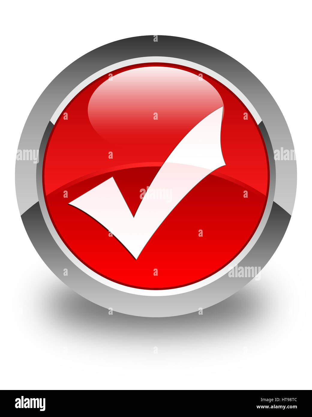 Validation icon isolated on glossy red round button abstract ...