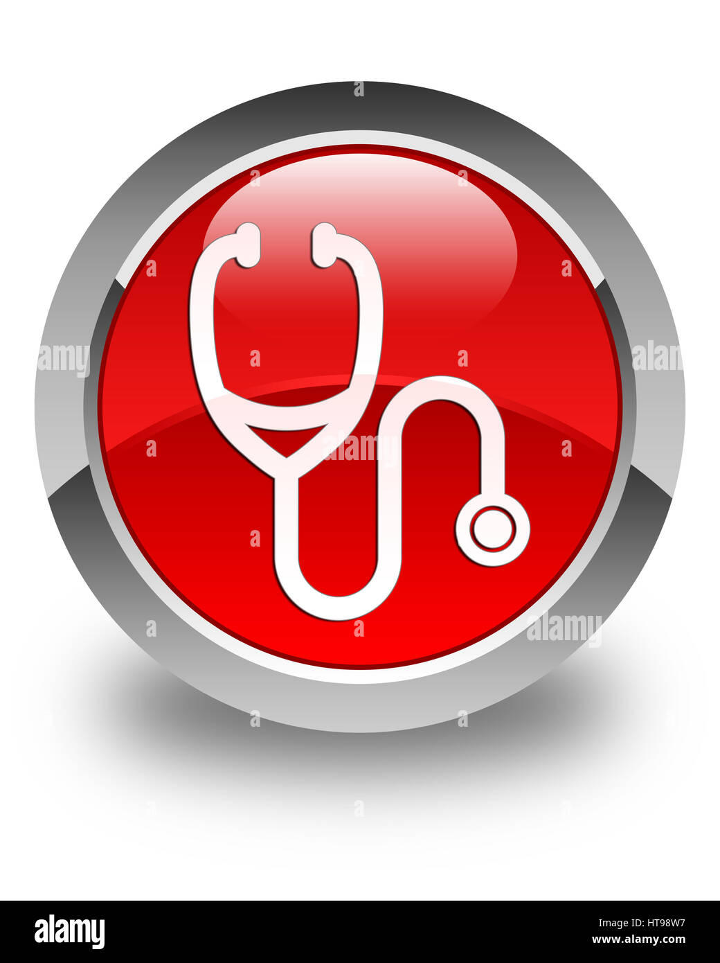 Stethoscope icon isolated on glossy red round button abstract ...