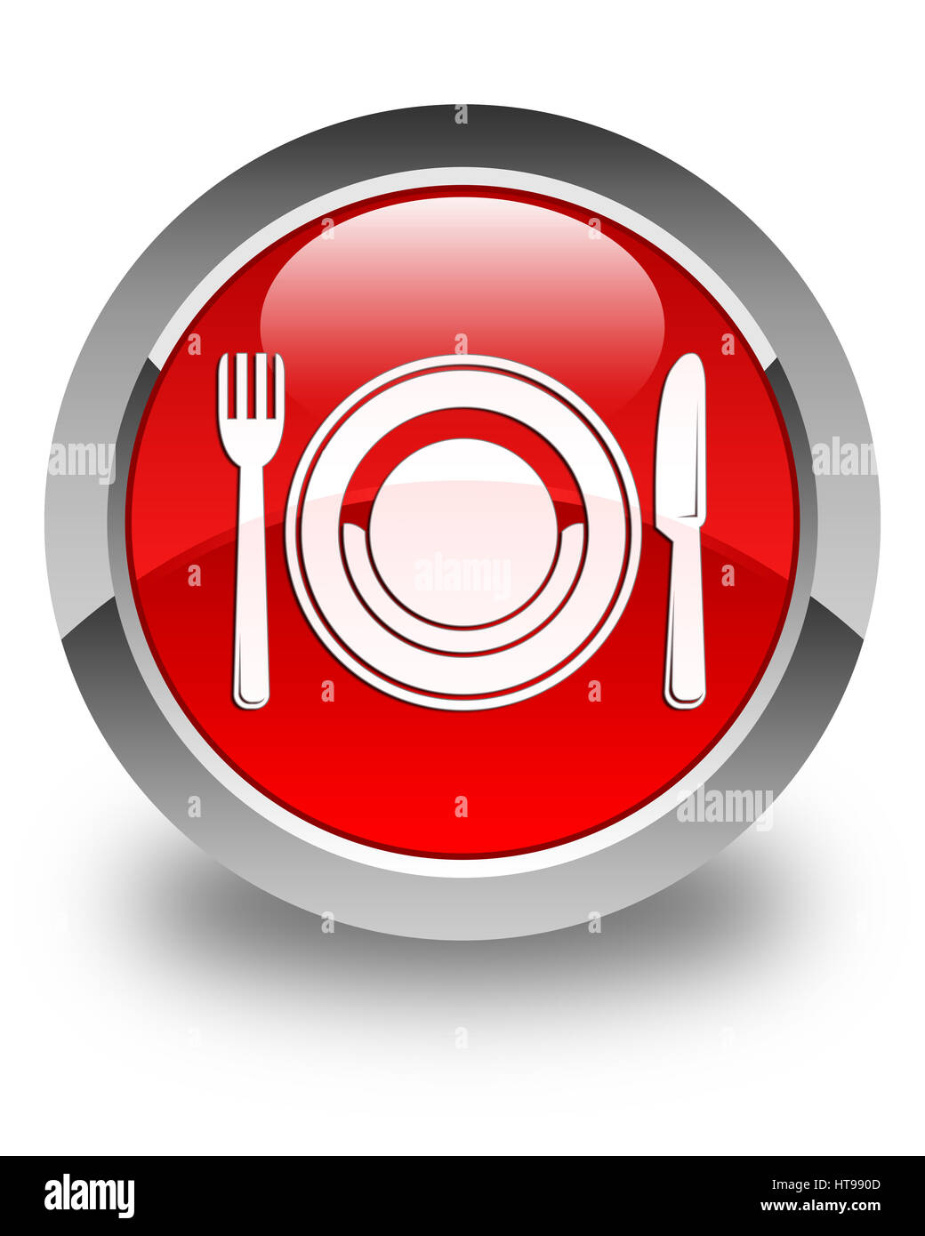 Food plate icon isolated on glossy red round button abstract ...