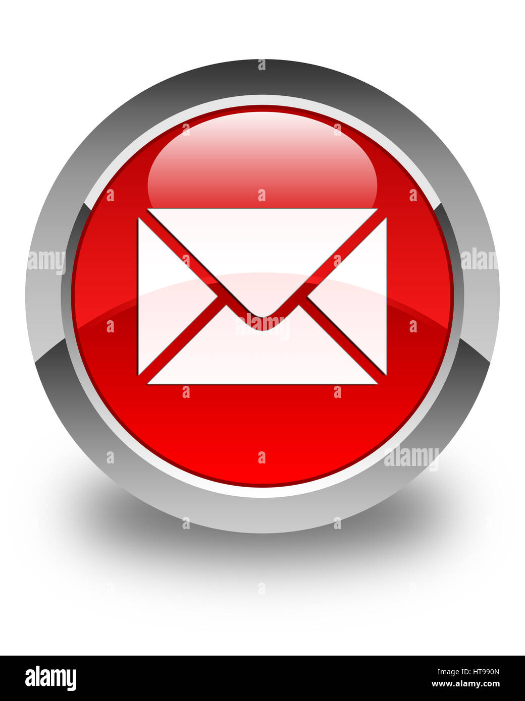 Email icon isolated on glossy red round button abstract illustration ...