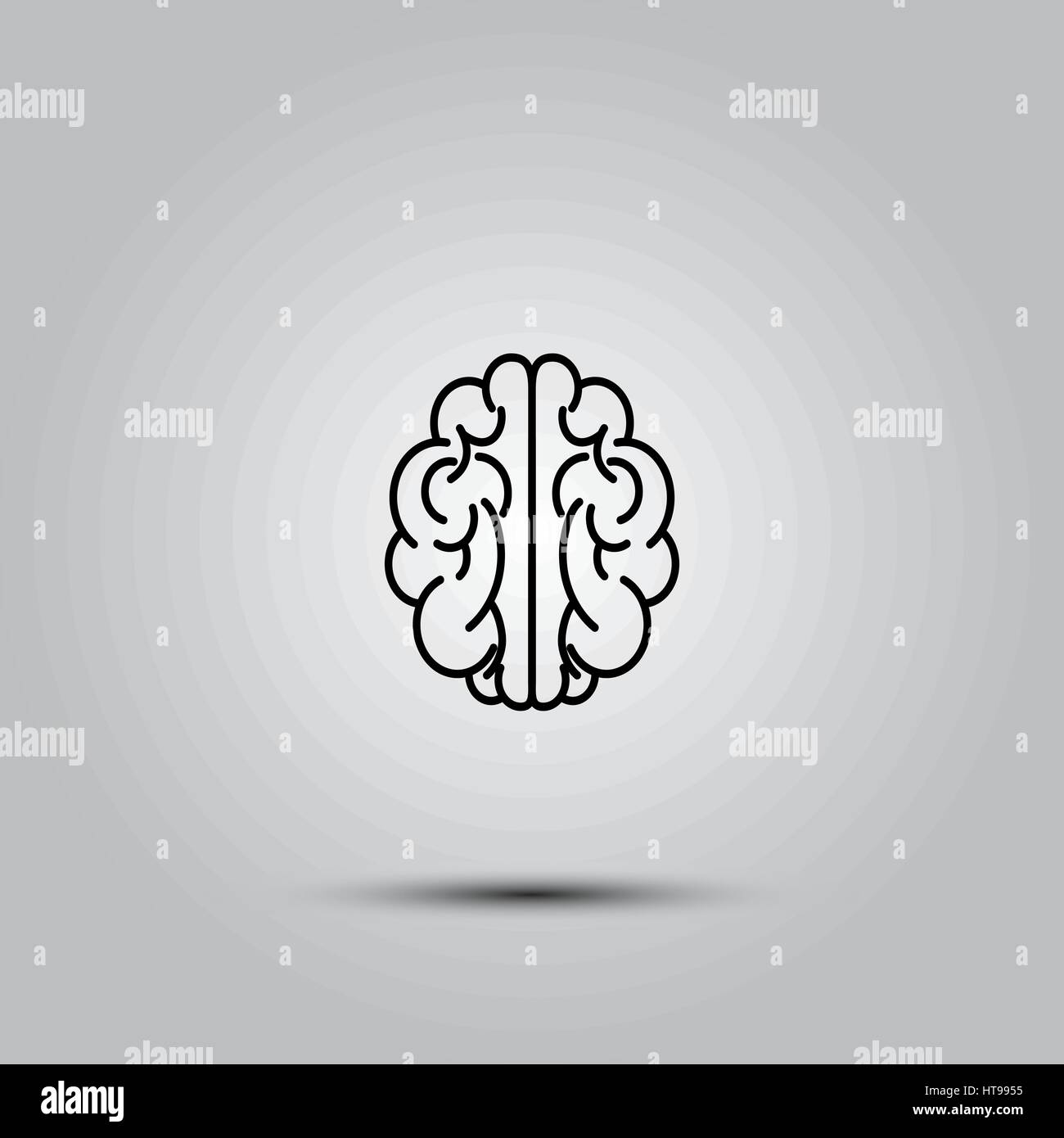 Vector outline illustration of human brain on white background Stock ...