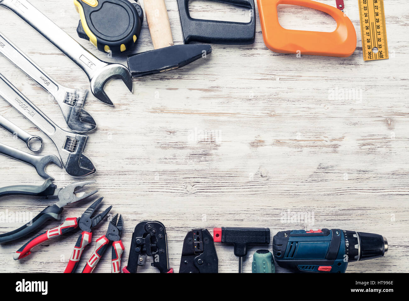 Instruments carpenter wooden desk hi-res stock photography and images ...