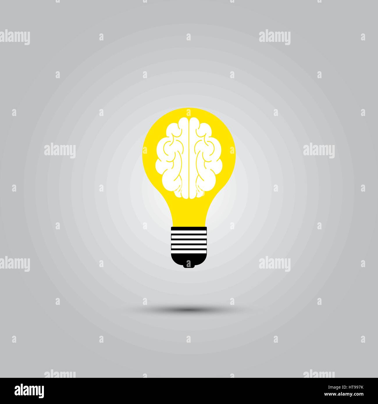 Human brain in lightbulb idea concept flat icon isolated on white ...