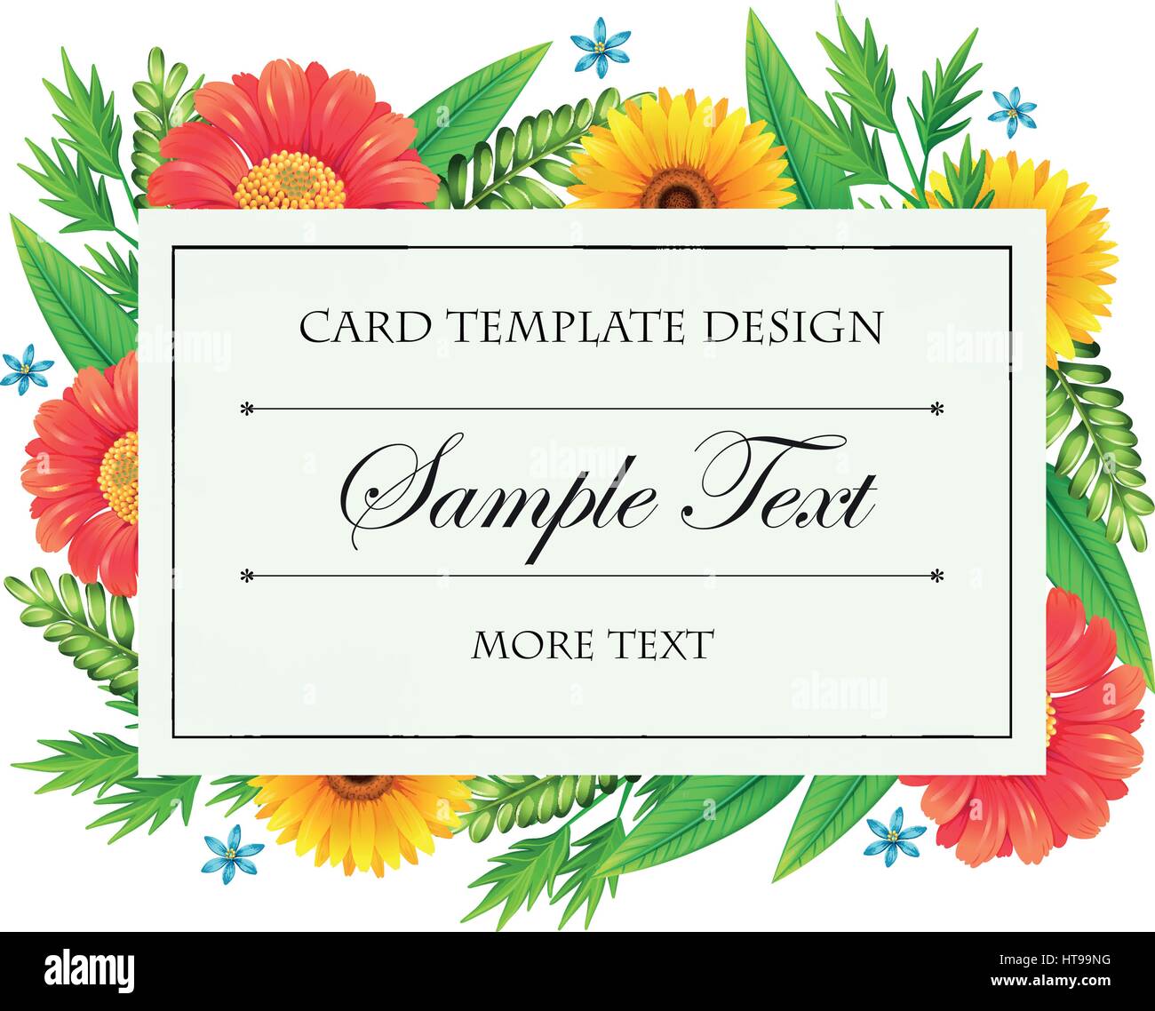 Card template with colorful flowers illustration Stock Vector Image ...