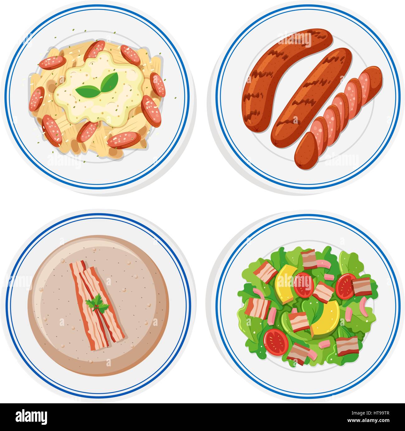 Round white plates Stock Vector Images - Alamy