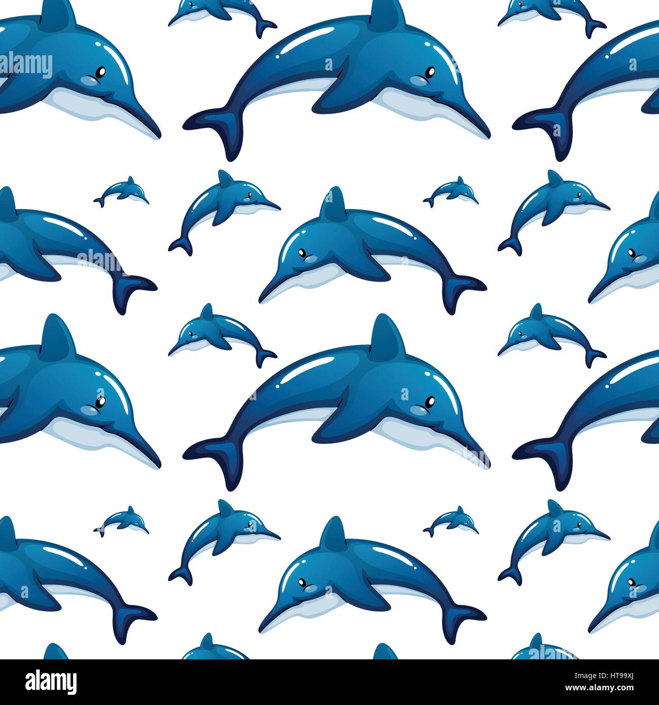 Seamless background design with blue dolphins illustration Stock Vector ...