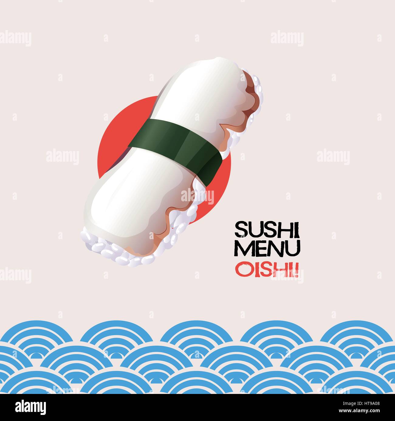 Octopus sushi on japanese style background illustration Stock Vector ...