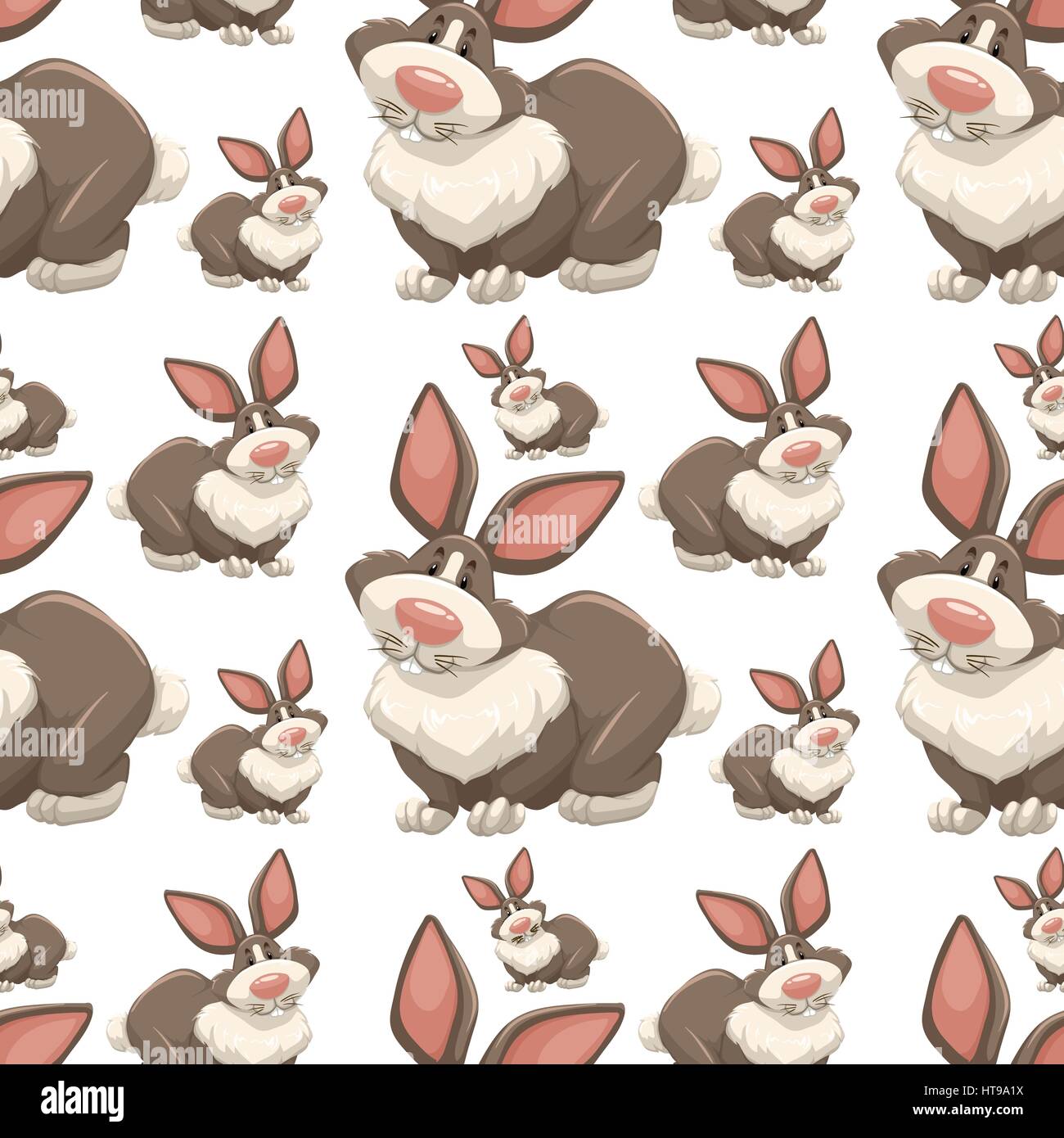 Seamless background design with brown rabbits illustration Stock Vector ...