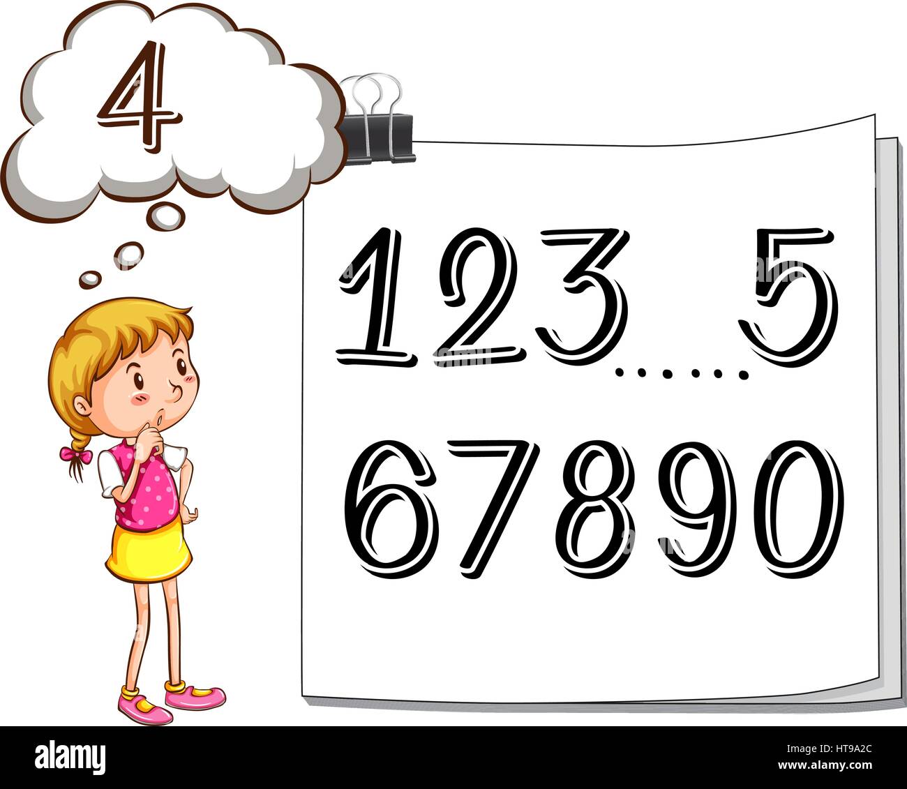 Girl finding missing number illustration Stock Vector Image & Art - Alamy