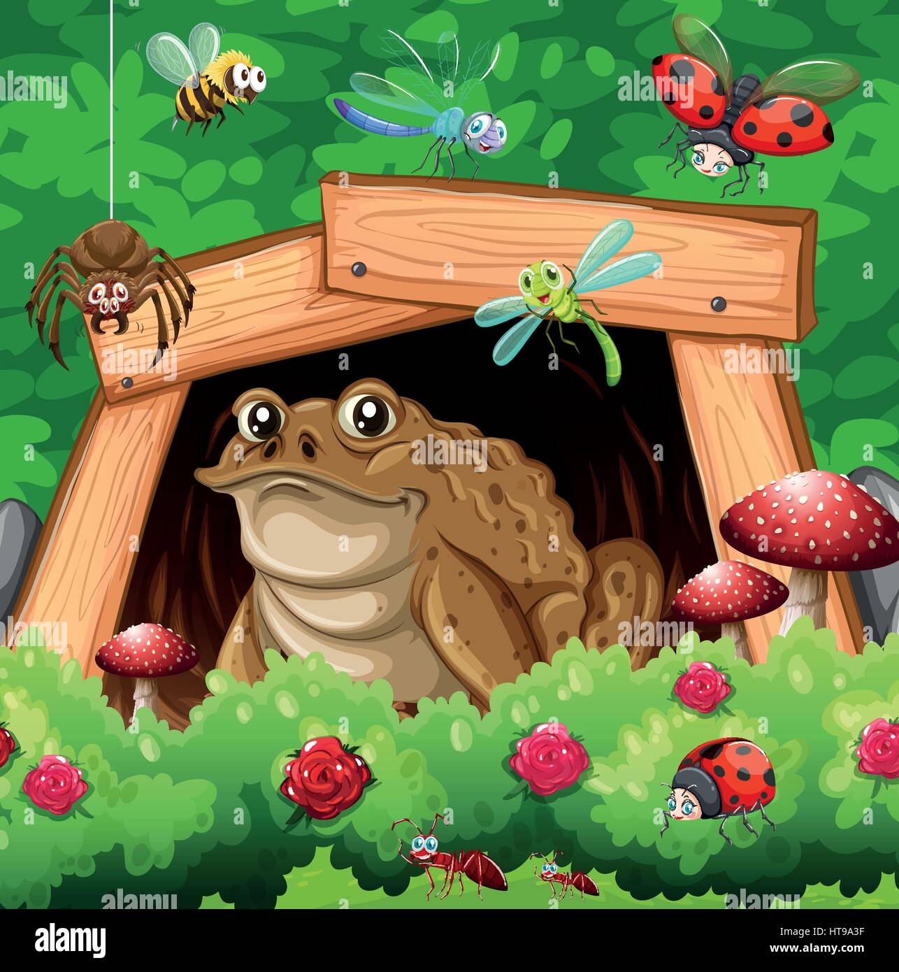 Many insects in the garden illustration Stock Vector Image & Art - Alamy