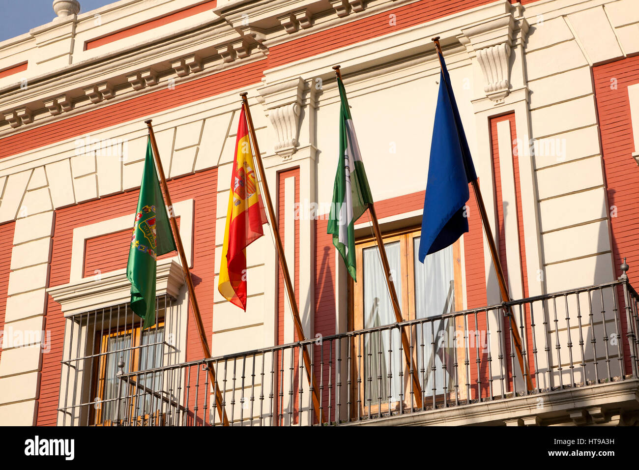 Spanish flags flying on provincial government offices in Plaza del ...