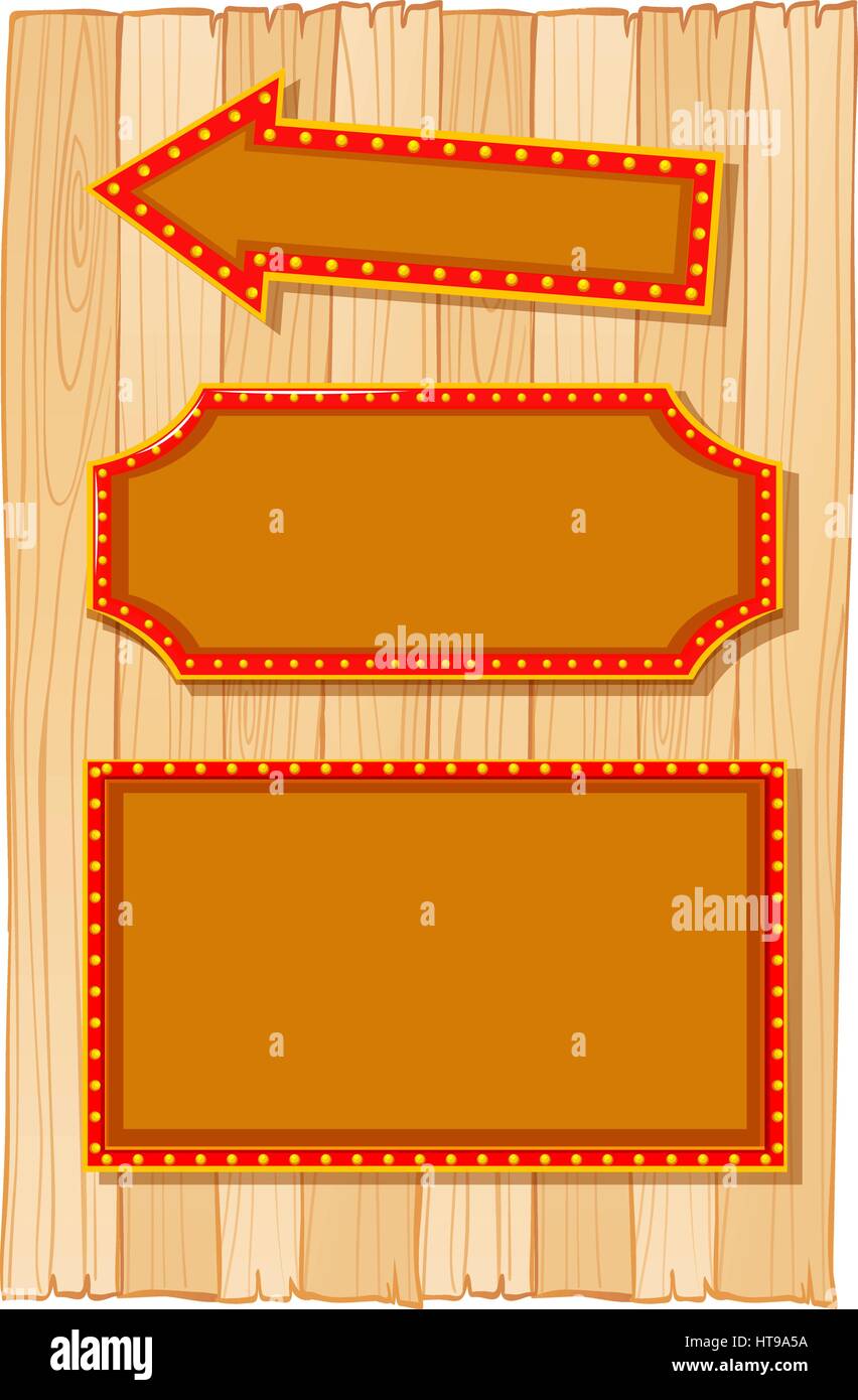 Different banners on wooden wall illustration Stock Vector Image & Art ...