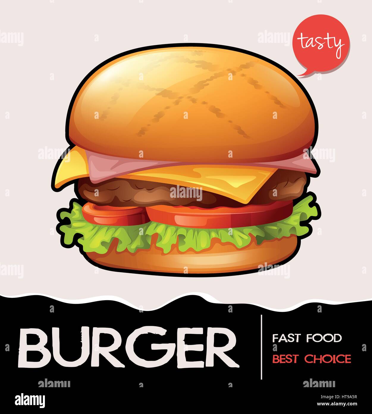 Hamburger on fastfood poster illustration Stock Vector Image & Art - Alamy