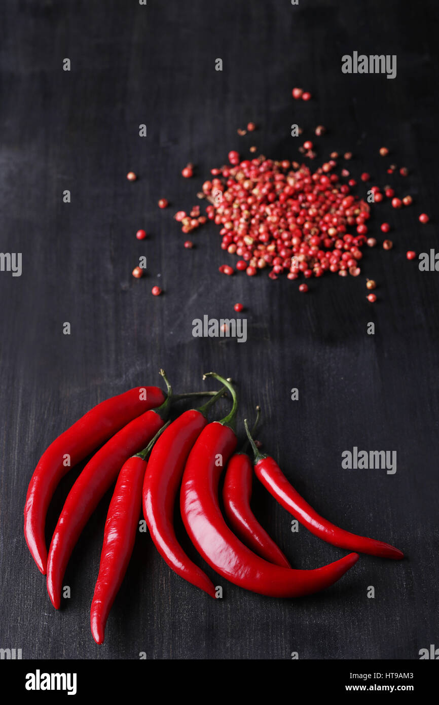 Seasoning. Red chili pepper on the table Stock Photo - Alamy
