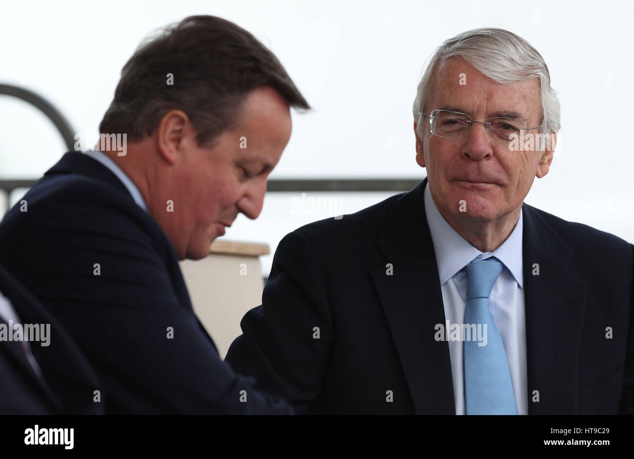 Former Prime Ministers David Cameron and Sir John Major before the ...