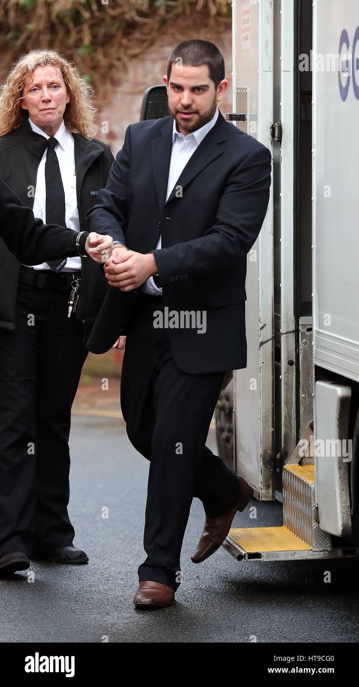 Michael Lane arrives by van at Lewes Crown Court, where he is accused ...