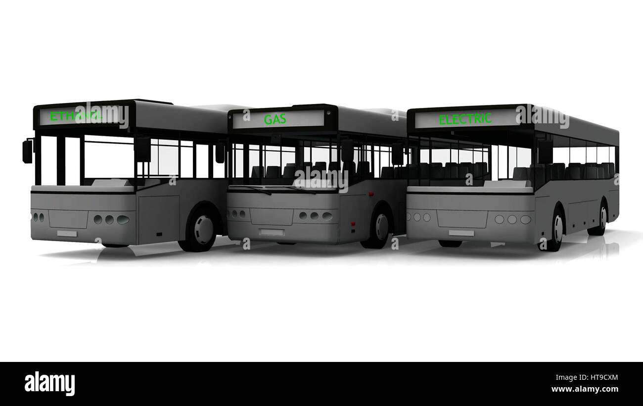 Group of three city buses Stock Photo - Alamy