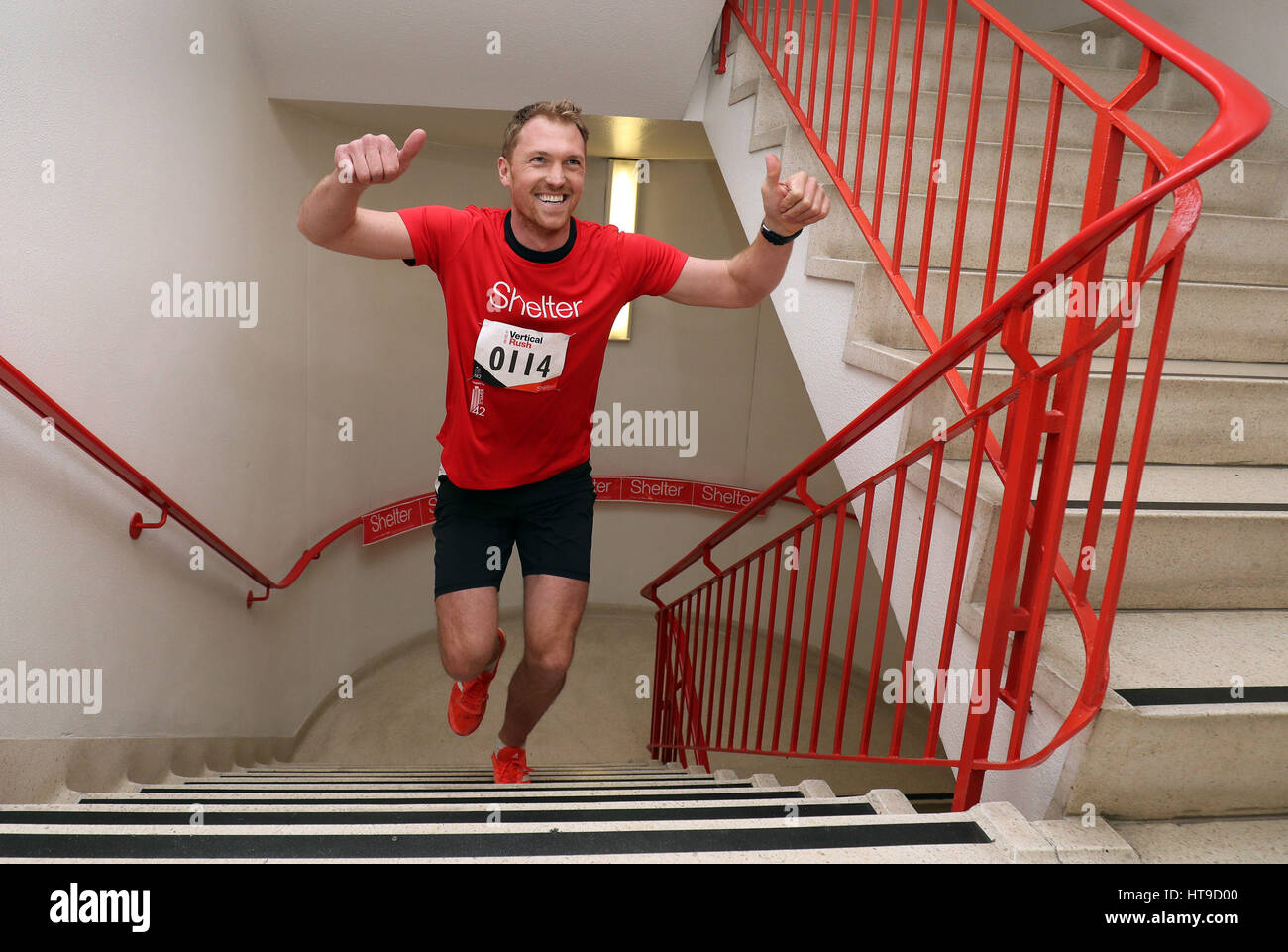 Olympic Rower Alex Gregory takes part in the Vertical Rush by racing up ...