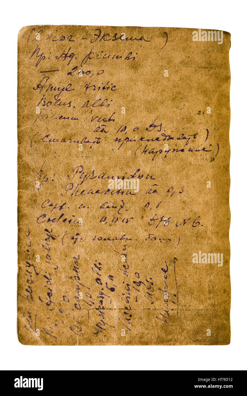 Old hand written note Cut Out Stock Images & Pictures - Alamy