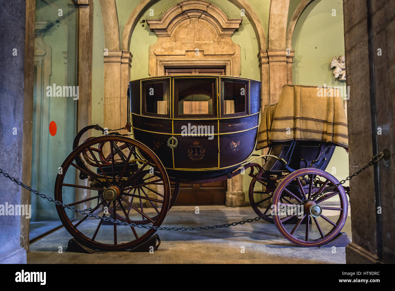 Old wooden caroche displayed in Elephants Palace (Palazzo degli ...