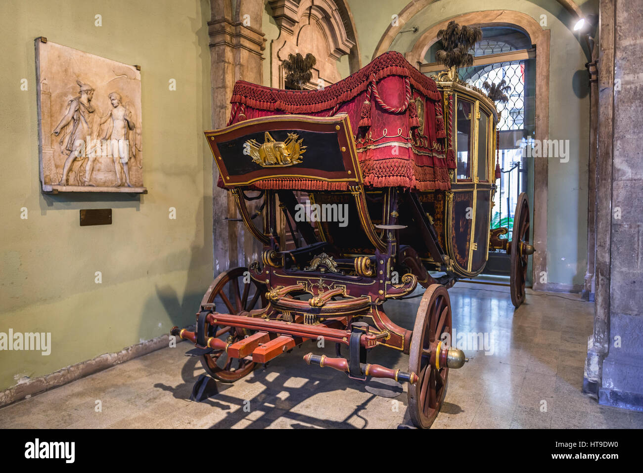 Old wooden caroche displayed in Elephants Palace (Palazzo degli ...