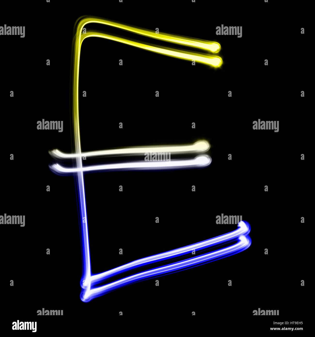 E - Created by light colorful letters Stock Photo - Alamy