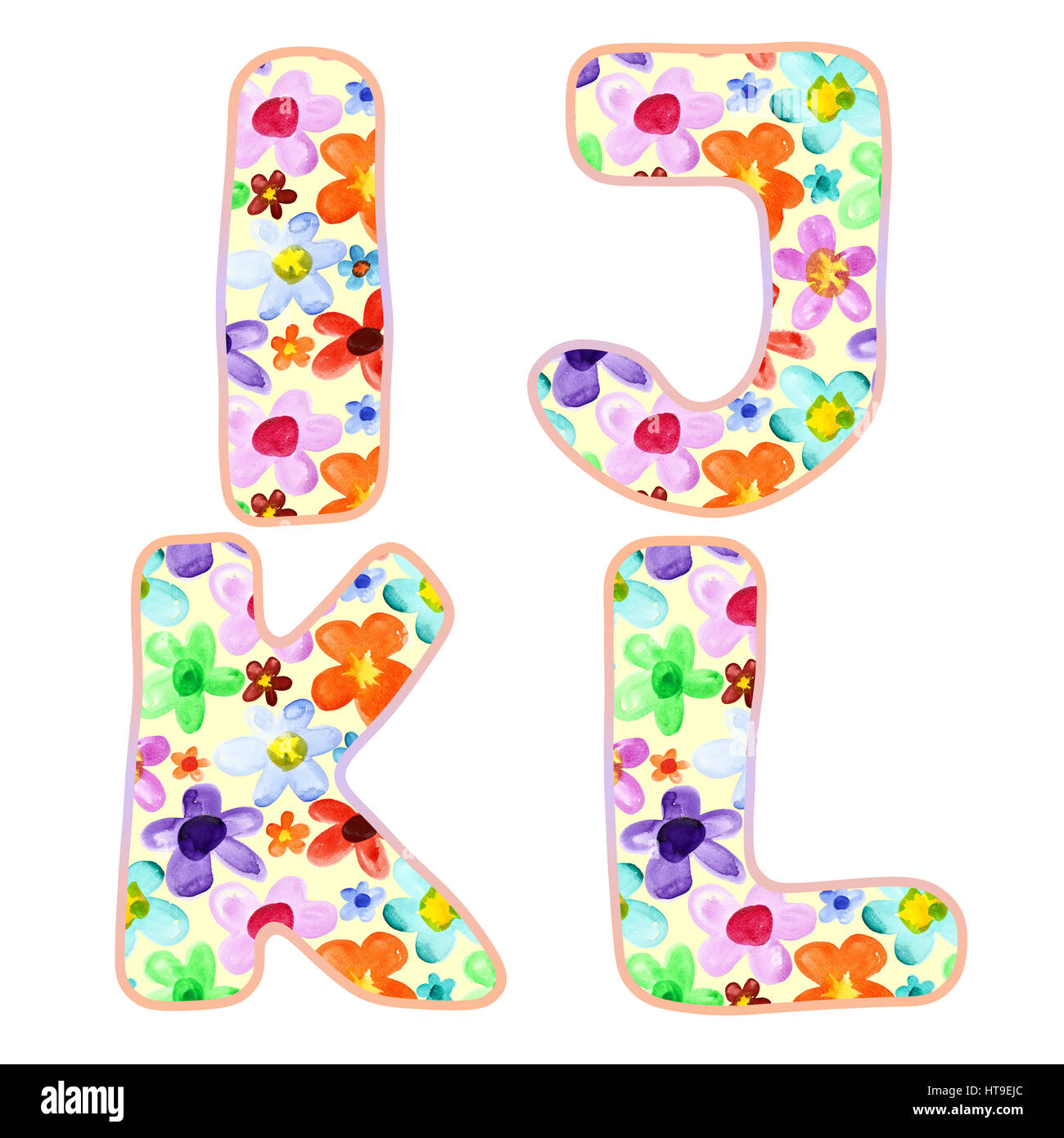 Funny ABC with colorful flowers Stock Photo - Alamy