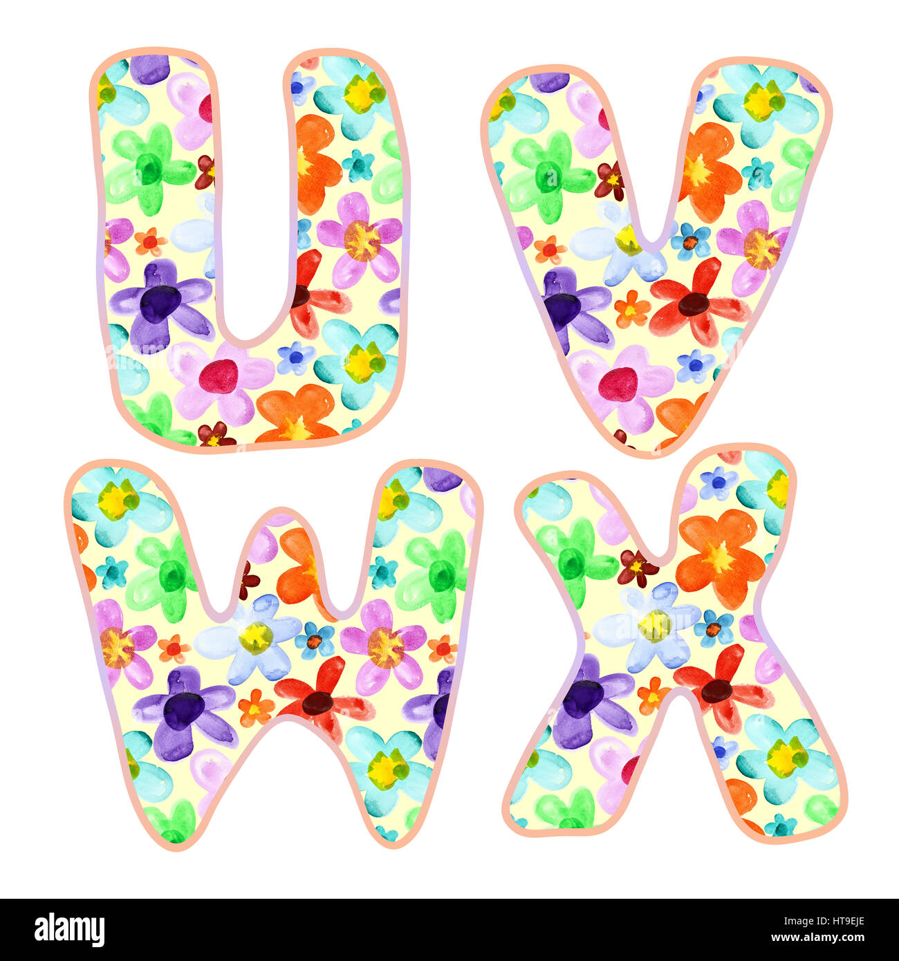 Funny ABC with colorful flowers Stock Photo - Alamy