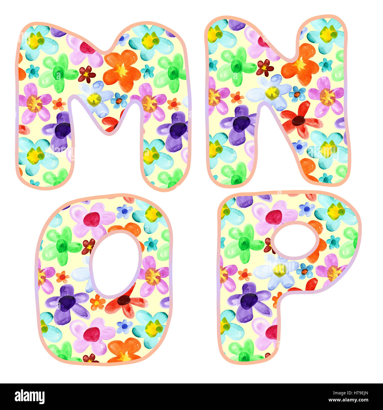 Funny ABC with colorful flowers Stock Photo - Alamy