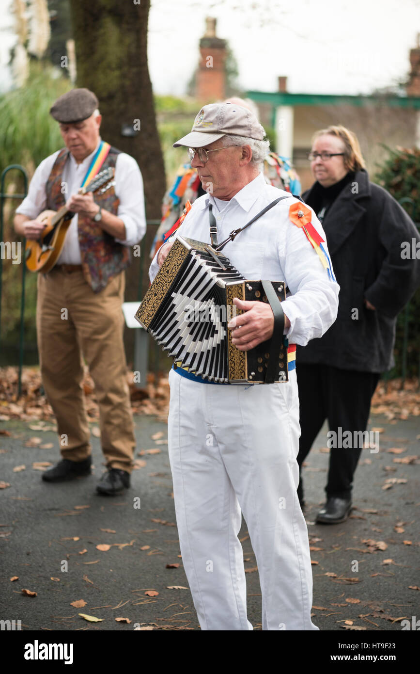 Musician playing the accordion while Morris dancers dance at the ...