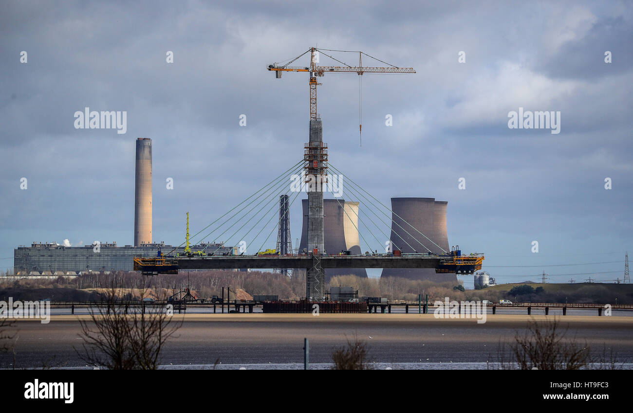 Work continues on sections of the new Mersey Gateway Bridge, near ...