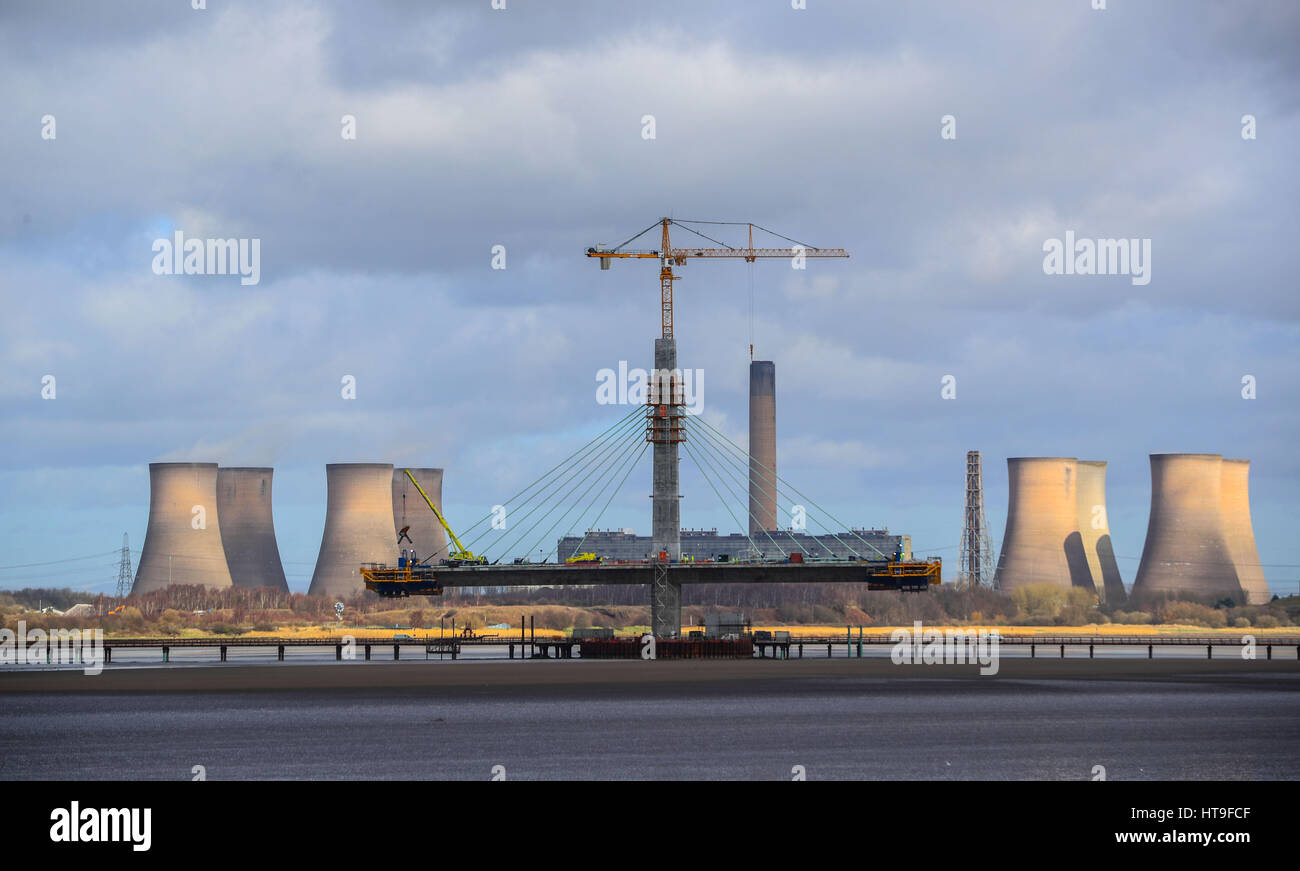 Work continues on sections of the new Mersey Gateway Bridge, near ...