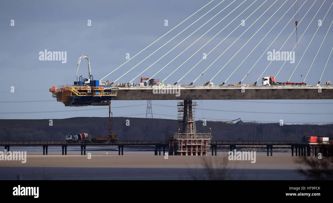 Work continues on sections of the new Mersey Gateway Bridge, near ...