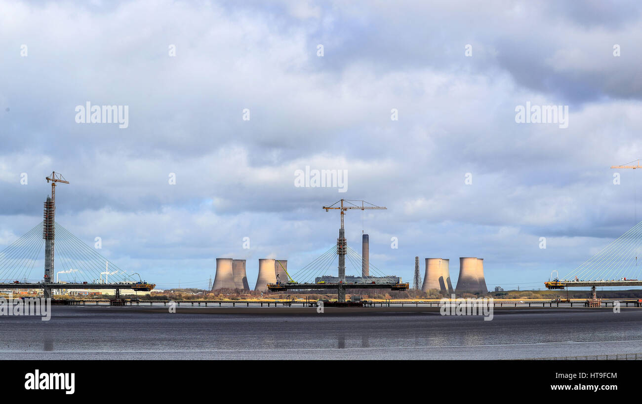 Work continues on sections of the new Mersey Gateway Bridge, near ...