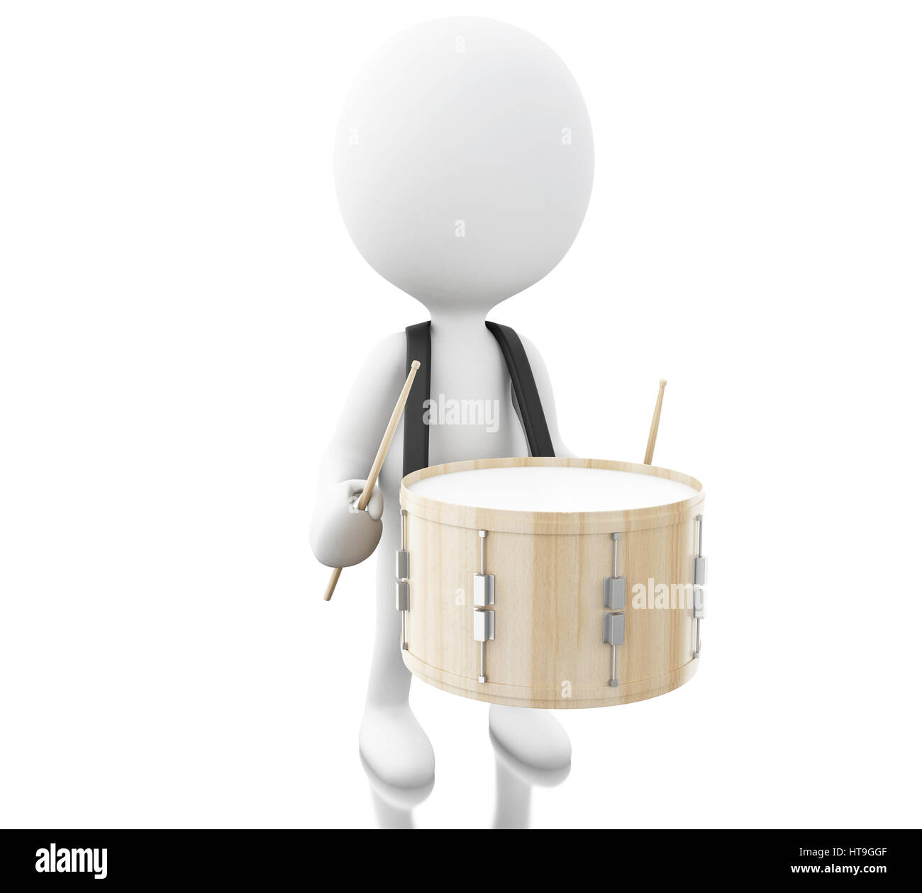 3d illustration. White people playing the drum with drumsticks ...