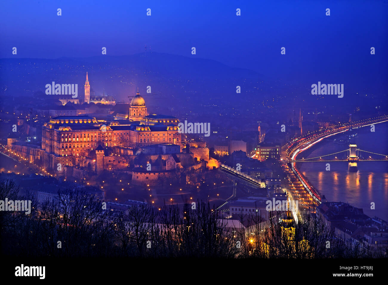 View of the Royal Palace, the Castle Hill (Varhegy) and the Széchenyi ...