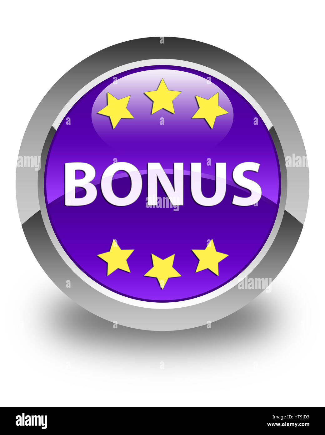 Bonus stars icon isolated on glossy purple round button abstract ...