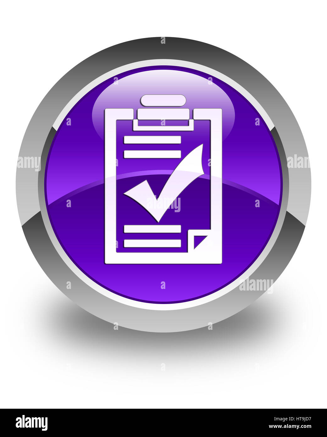 Checklist icon isolated on glossy purple round button abstract ...