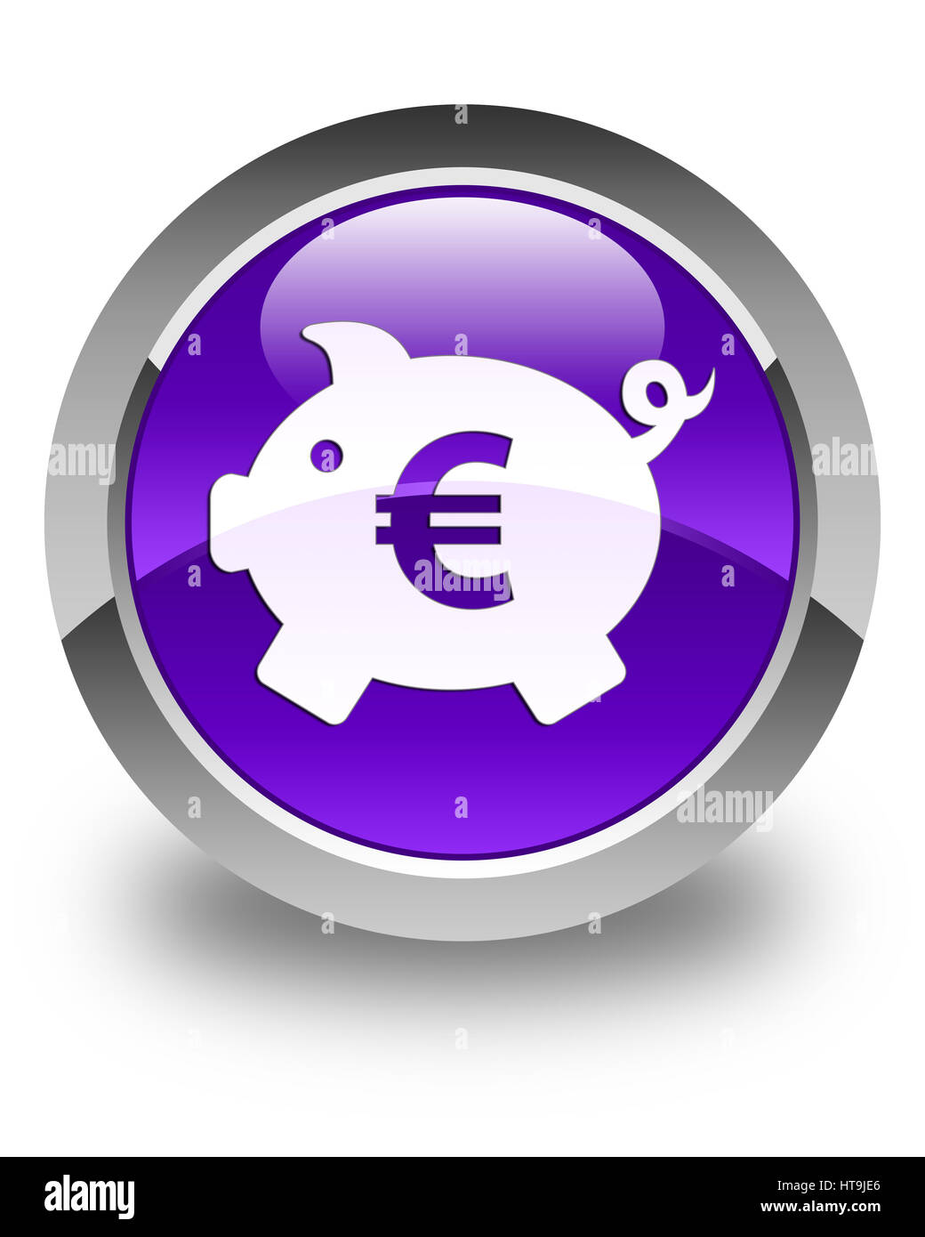 Piggy bank euro sign icon isolated on glossy purple round button ...