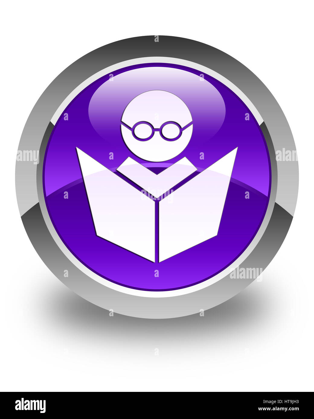 Elearning icon isolated on glossy purple round button abstract ...