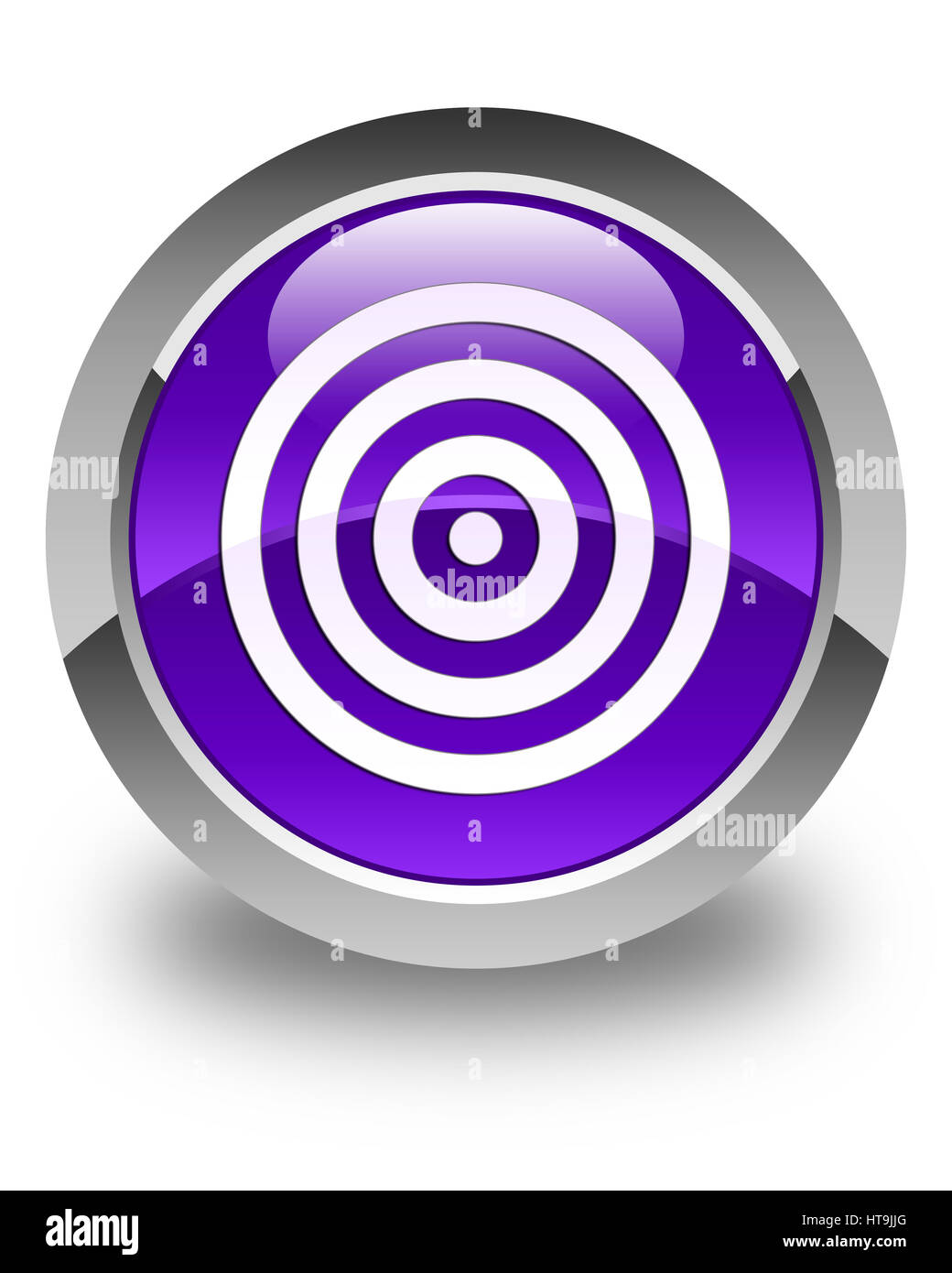 Target icon isolated on glossy purple round button abstract ...
