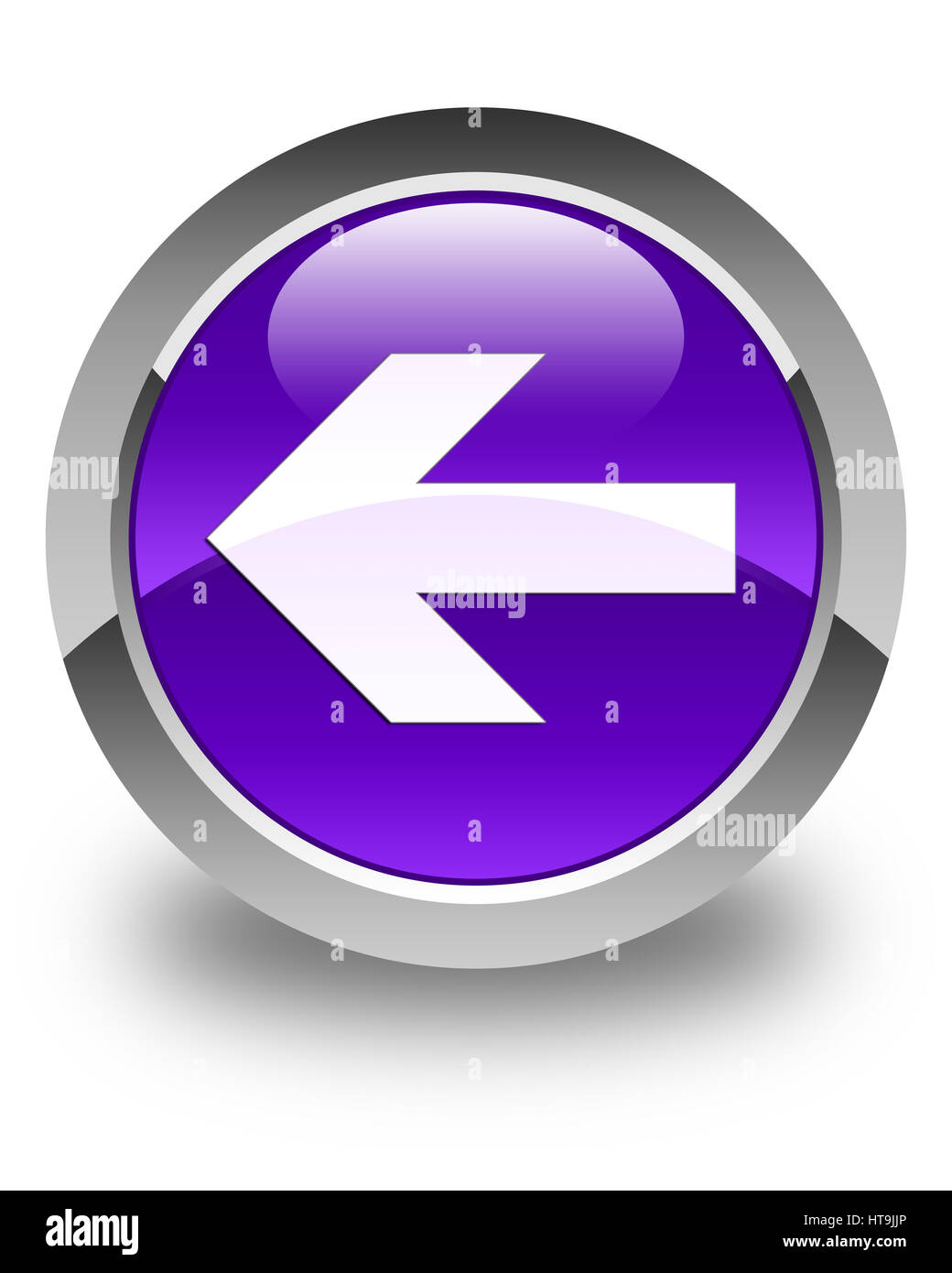 Back arrow icon isolated on glossy purple round button abstract ...